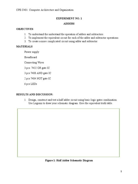 Lab Experiment No1 Half Adder And Addr Pdf