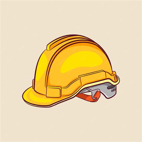 Ilustración De Dibujos Animados De Casco De Seguridad Amarillo Vector