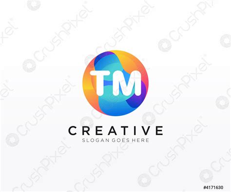Tm Initial Logo With Colorful Circle Template Vector Stock Vector