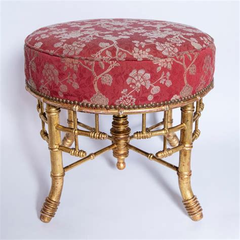 Pair Of Faux Bamboo And Gold Leaf Stools England Late 19th Century For Sale At 1stdibs