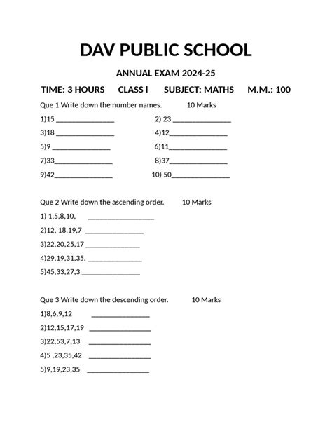 Class 1 Maths Pdf
