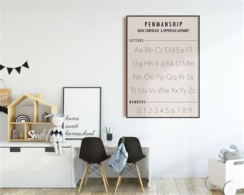 Educational Poster Penmanship Chart Homeschool Decor Neutral Classroom Decor Writing