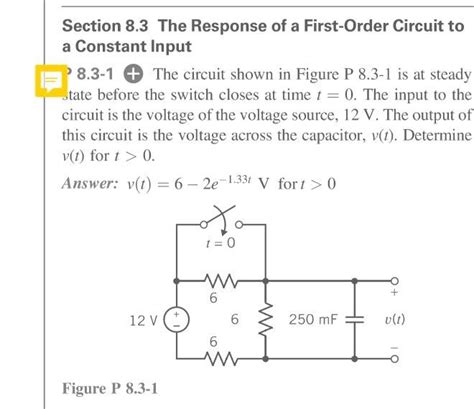 Solved Section The Response Of A First Order Circuit To Chegg
