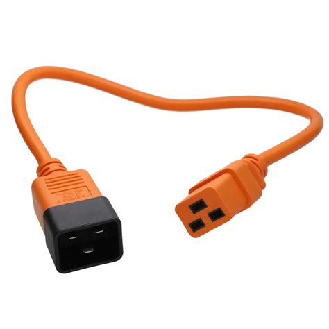 C19 Plug To C20 Socket Serverups Extension Cable 16a 250v 05m 50cm Orange