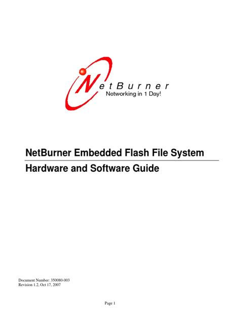 Netburner Embedded Flash File System Hardware And Software Guide Pdf