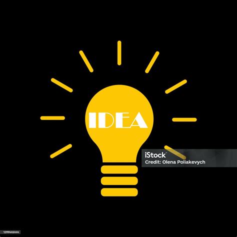 검은 색 배경에 노란색 전구 솔루션 아이디어 아이콘 기호 스톡 이미지 Eps 10 Led 조명에 대한 스톡 벡터 아트 및 기타 이미지 Led 조명 개념 검은색