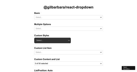 React Dropdown Demo Codesandbox