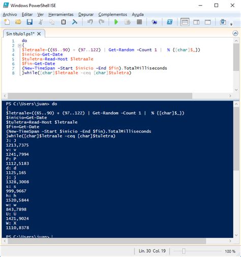 ejercicios de powershell mostrar y escribir una letra aleatoria por consola en el menor tiempo
