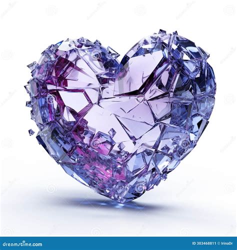Glass Heart Icon 3d Rendered Illustration Diamond Cold Broken Crystal Heart Glued From