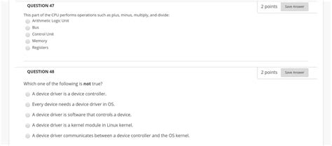 Solved 2 Points Save Answer Question 47 This Part Of The Cpu