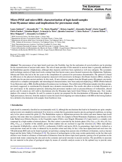 Pdf Micro Pixe And Micro Ibil Characterization Of Lapis Lazuli