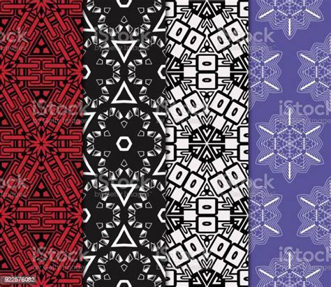 기하학적 꽃 스타일 배경 벡터 완벽 한 패턴의 집합입니다 직물에 인쇄에 대 한 Scrapbooking 벽지 커버 페이지도 서 종이 0명에 대한 스톡 벡터 아트 및 기타