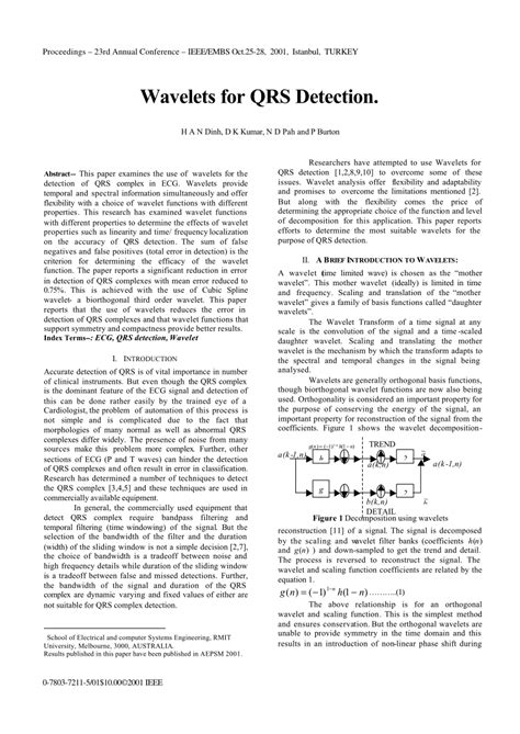 Pdf Wavelets For Qrs Detection