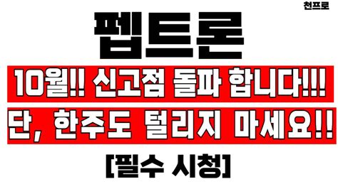 펩트론 주가전망 10월 신고가 돌파 합니다 단 한주도 털리지마세요 펩트론전망 펩트론주식 펩트론전략 펩트론