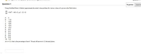 Solved Using Modified Eulers Method Approximate The