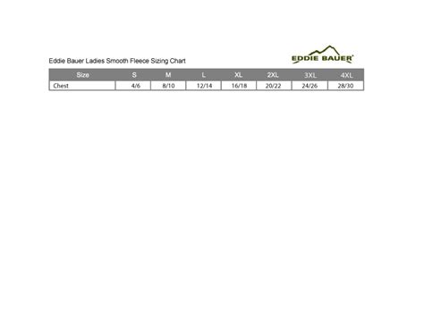 Eddie Bauer Ladies Smooth Fleece 14 Zip Pullover Sizing Chart Crt