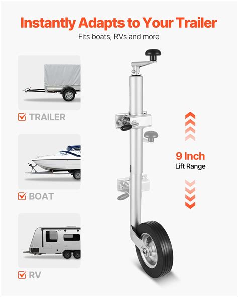 Vevor Trailer Jack With Wheel 150 Kg Load Capacity Heavy Duty Bolt On