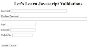 JavaScript Validator JavaScript Validations On Client Side