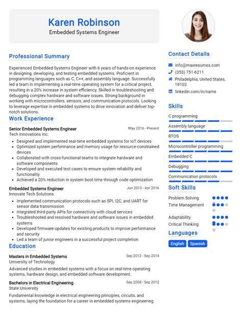 7 Best Embedded Systems Engineer Resume Examples For 2025