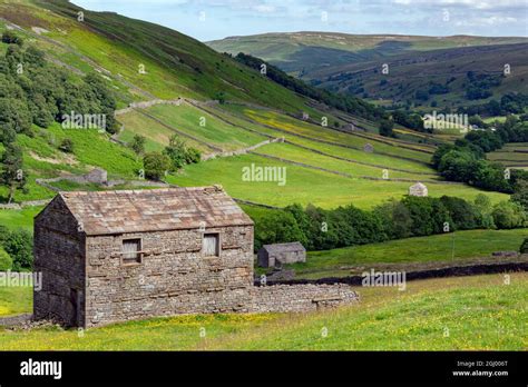 Traditional Dry Stone Walls And Barns In The Farmland Of The Yorkshire