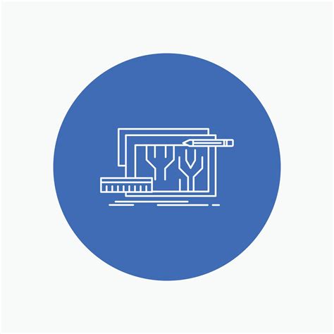 Architecture Blueprint Circuit Design Engineering White Line Icon In Circle Background