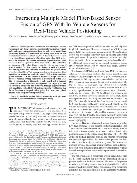 pdf interacting multiple model filter based sensor fusion of gps with