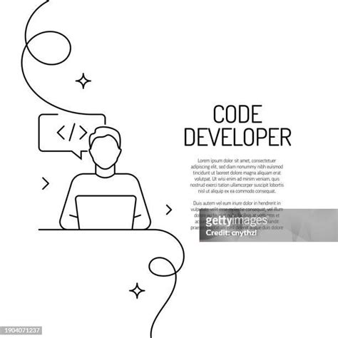 Continuous Line Drawing Of Code Developer Icon Hand Drawn Symbol Vector Continuous Line Drawing Of Code Developer Icon Hand Drawn Symbol Vector