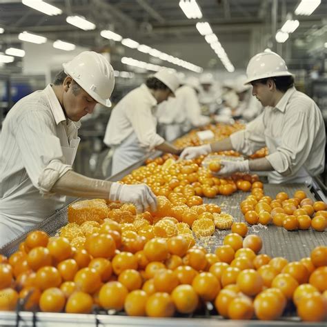 Efficient Orange Processing And Jam Manufacturing By Factory Workers In Action Premium Ai