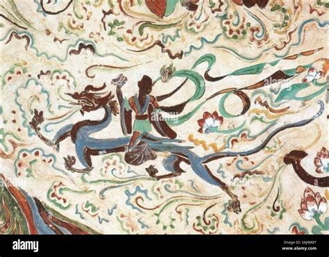 This Depiction Of A Hermit Riding A Dragon From Mogao Cave 329 In