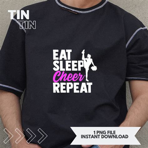 Eat Sleep Cheer Repeat Cheerleading Sports Life Routine Inspire Uplift