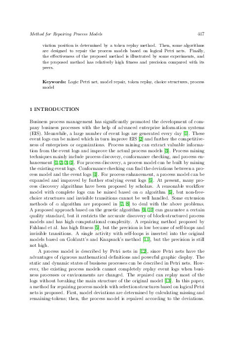 Method For Repairing Process Models With Selection Structures Based On Token Replay Computing