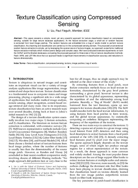 pdf texture classification using compressed sensing