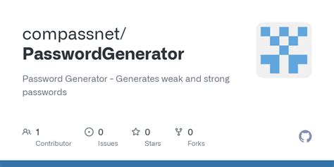 Github Compassnet Passwordgenerator Password Generator Generates Weak And Strong Passwords