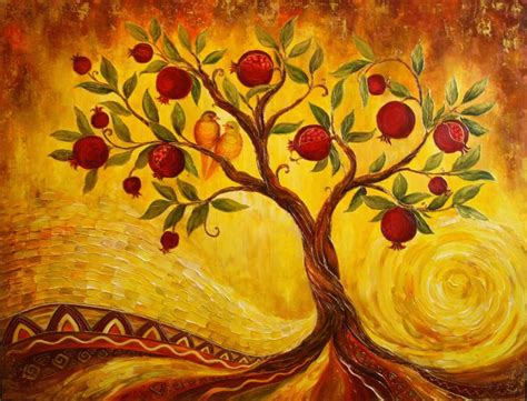 Гранатовое дерево большая картина с гранатами в интернет магазине на Ярмарке Мастеров