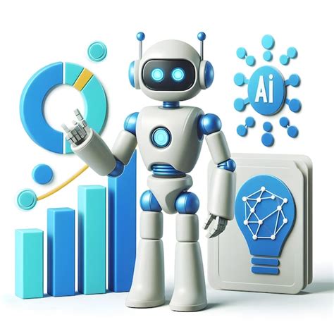 3d ai robot icon with marketing chart for ai marketing analytics