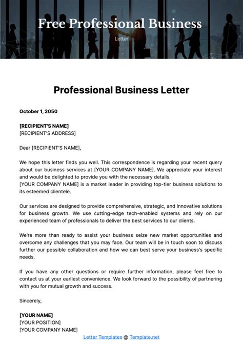 Professional Business Letter Template Edit Online And Download Example