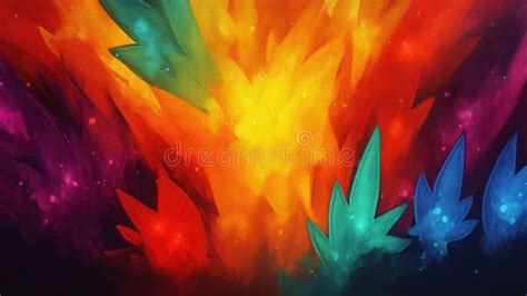 A Vibrant Explosion Of Colors Resembling Abstract Crystals Or Flames Stock Illustration