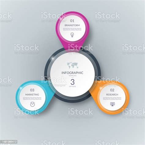 3 단계의 인포 그래픽 사이클 다이어그램 차트 그래프 웹 보고서 비즈니스 인포 그래픽을위한 워크 플로우 레이아웃으로 사용할 수