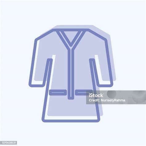 부드러운 파란색 배경에 고립 된 트렌디 한 투 톤 스타일의 타월 가운 아이콘 개념에 대한 스톡 벡터 아트 및 기타 이미지 개념 개념과 주제 건강한 생활방식 Istock