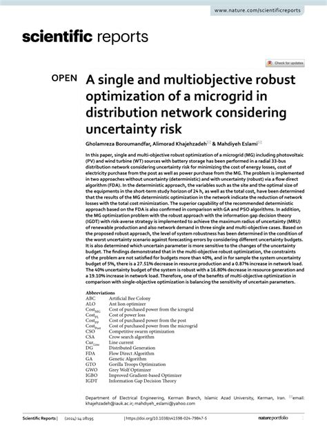 Pdf A Single And Multiobjective Robust Optimization Of A Microgrid In