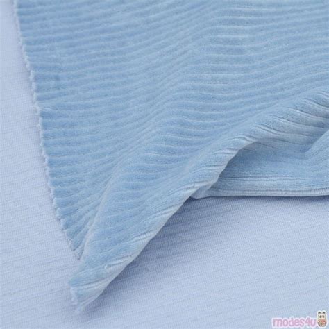 Avalana Velour Corduroy Knit Fabric In Solid Light Blue By Stof Fabrics