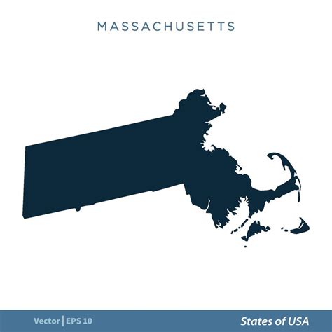 Massachusetts States Of Us Map Icon Vector Template Illustration