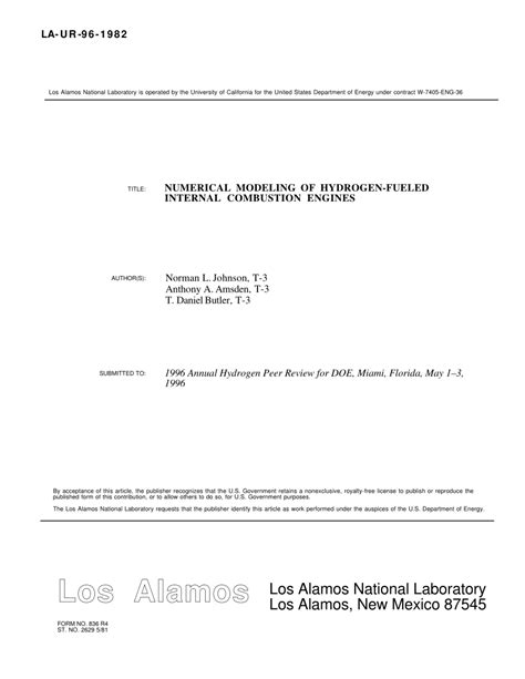 Pdf Numerical Modeling Of Hydrogen Fueled Internal Combustion Engines