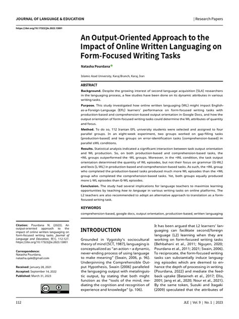An Output Oriented Approach To The Impact Of Online Written Languaging On Form Focused Writing