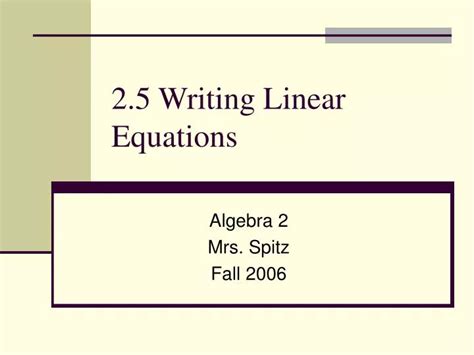 PPT Writing Linear Equations PowerPoint Presentation Free Download ID