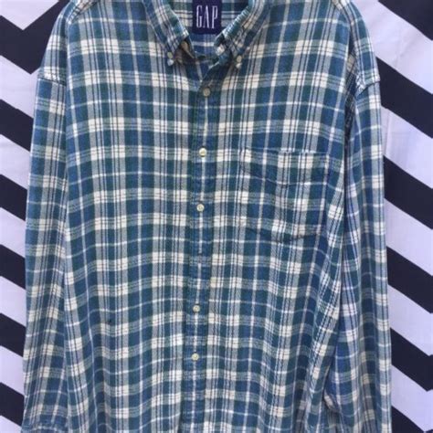 Classic 1990s Flannel Shirt Long Sleeve Button Up Plaid Print