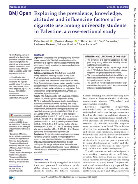 Pdf Exploring The Prevalence Knowledge Attitudes And Influencing Factors Of E Cigarette Use