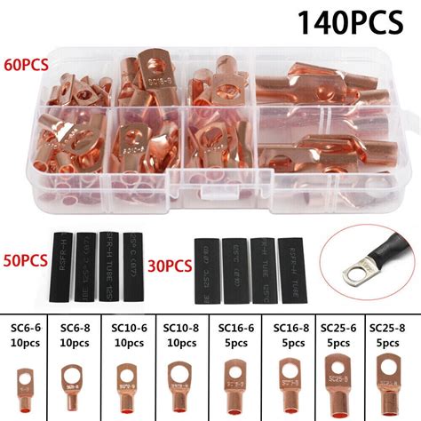 140pcs Sc Copper Wire Lugs Battery Cable Ends Terminal Connectors Assortment Usa