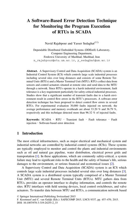Pdf A Software Based Error Detection Technique For Monitoring The