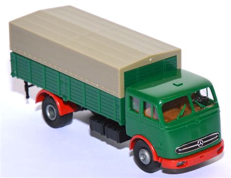 1zu87 Eu Shop Für Gebrauchte Modellautos Mercedes Benz Lps 334 Pritschen Lkw Mit Plane Grün